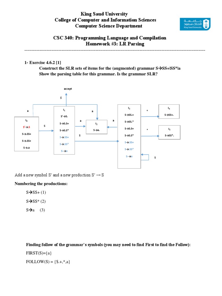 Homework 3 LR Parsing Solutions | PDF | Parsing | Computer Science