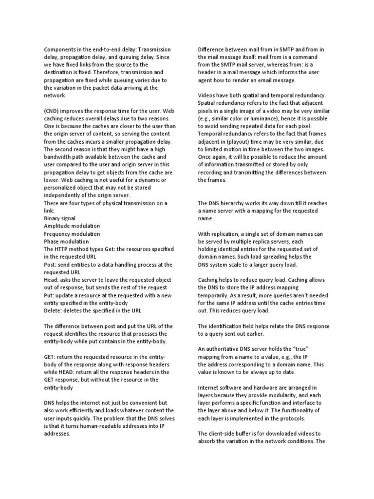 Cheatsheet Midterm1 | PDF | Domain Name System | Cache (Computing)