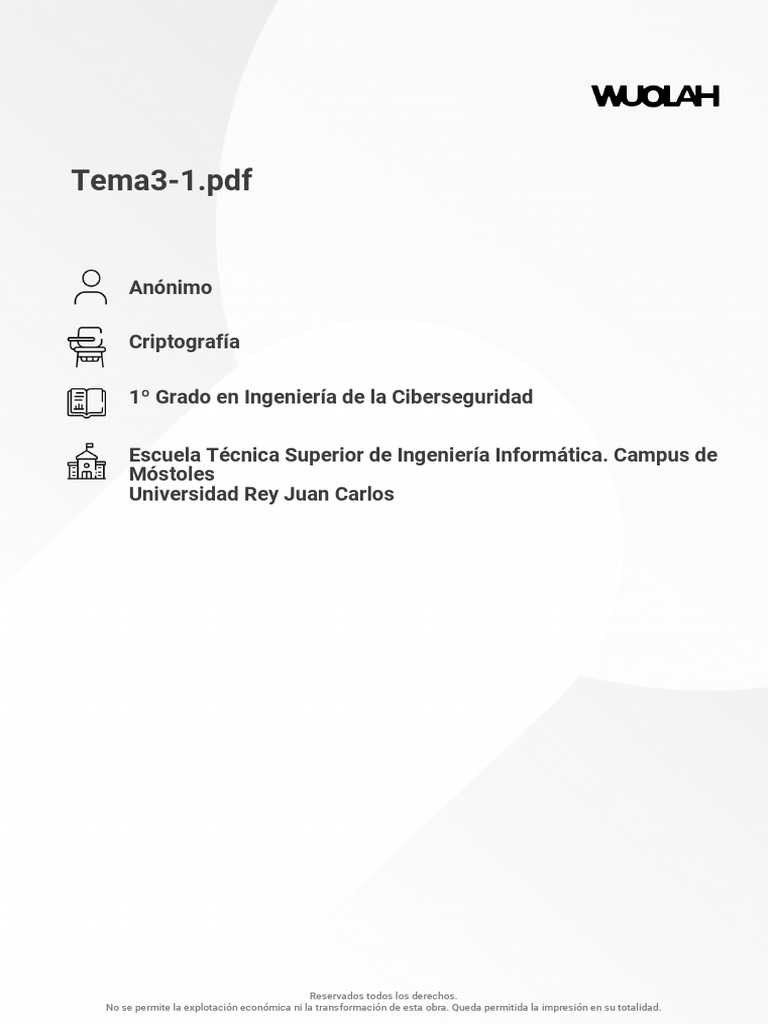 Wuolah Free Tema3 1 | PDF | Clave (criptografía) | Criptografía de clave pública