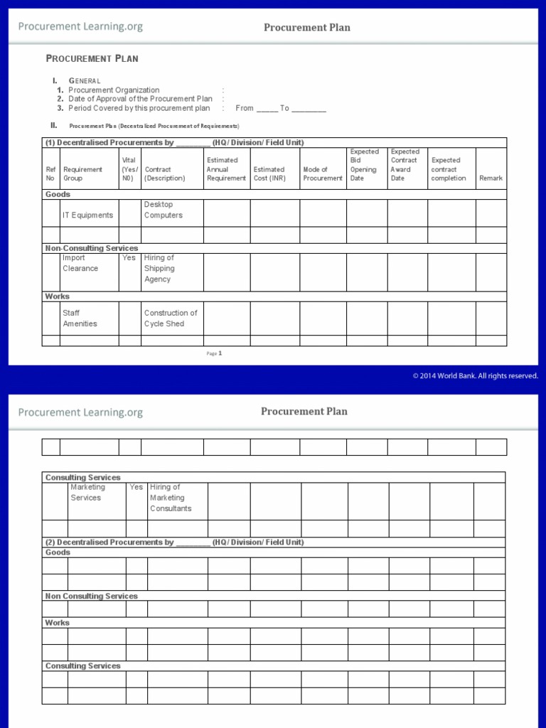 Procurement Plan Template | PDF | Systems Theory | Supply Chain Management