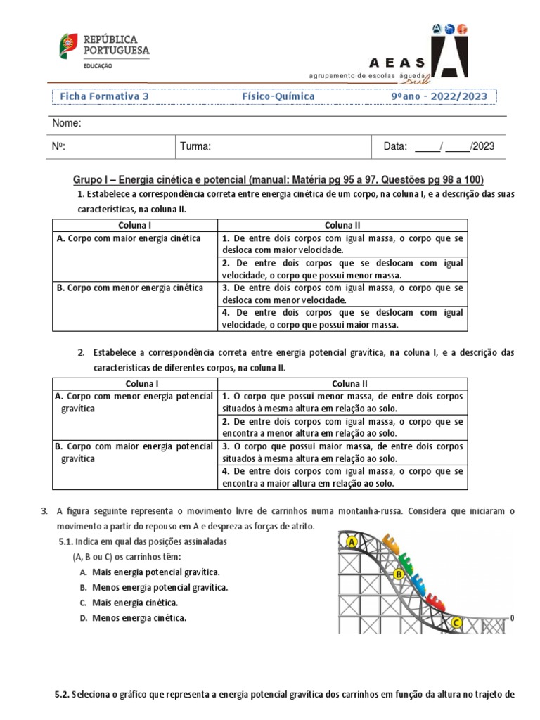 Ficha Formativa FQ | PDF | Corrente elétrica | Flutuabilidade