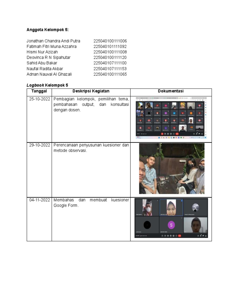 Logbook PBL Kelompok 5 - Compressed | PDF