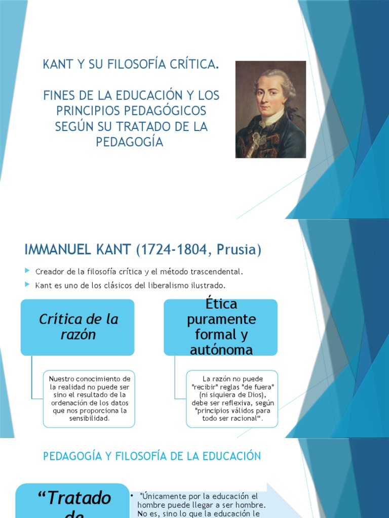 Los principios pedagógicos de Kant según su tratado sobre la educación | PDF | Immanuel Kant ...