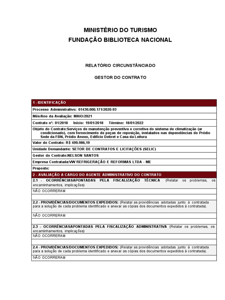 Relatorio+gestor+contrato+vw Maio PDF | PDF