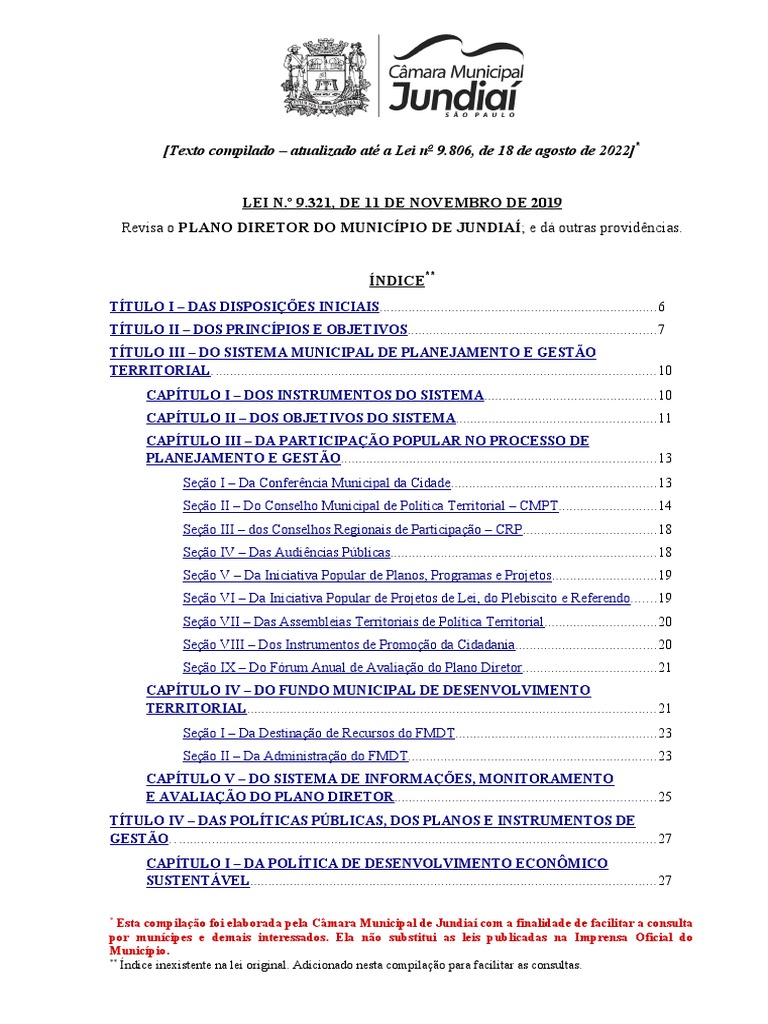 PLANO DIRETOR JUNDIAI | PDF | Planejamento urbano | Orçamento