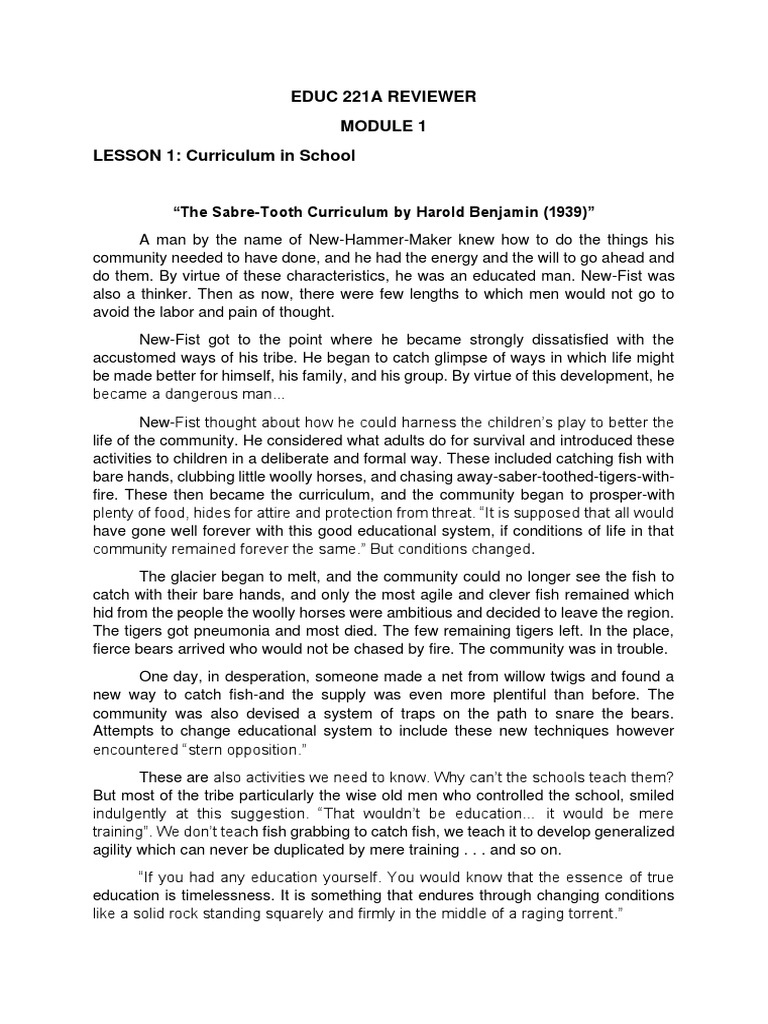 Educ 221a Reviewer 1 | PDF | Curriculum | Learning