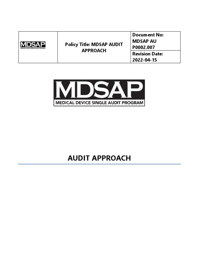 MDSAP Audit Approach | PDF | Medical Device | Quality Management System