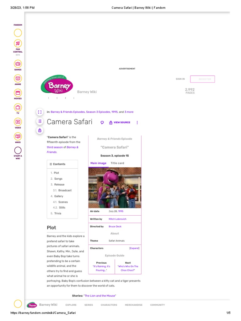 Barney's Camera Safari Episode Guide | PDF | Fandom