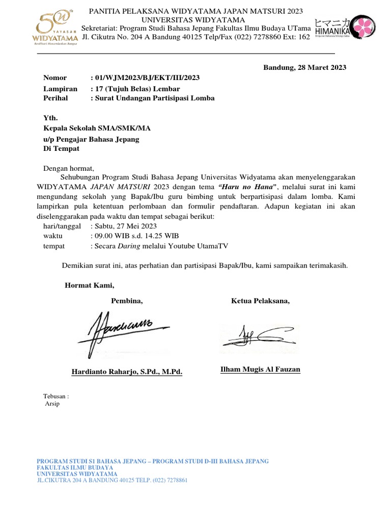 Surat Undangan Lomba | PDF