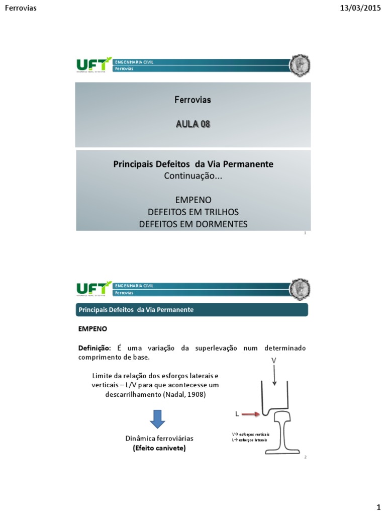 Ferrovias Aula 08 | PDF | Transporte ferroviário | Bitola (medida)