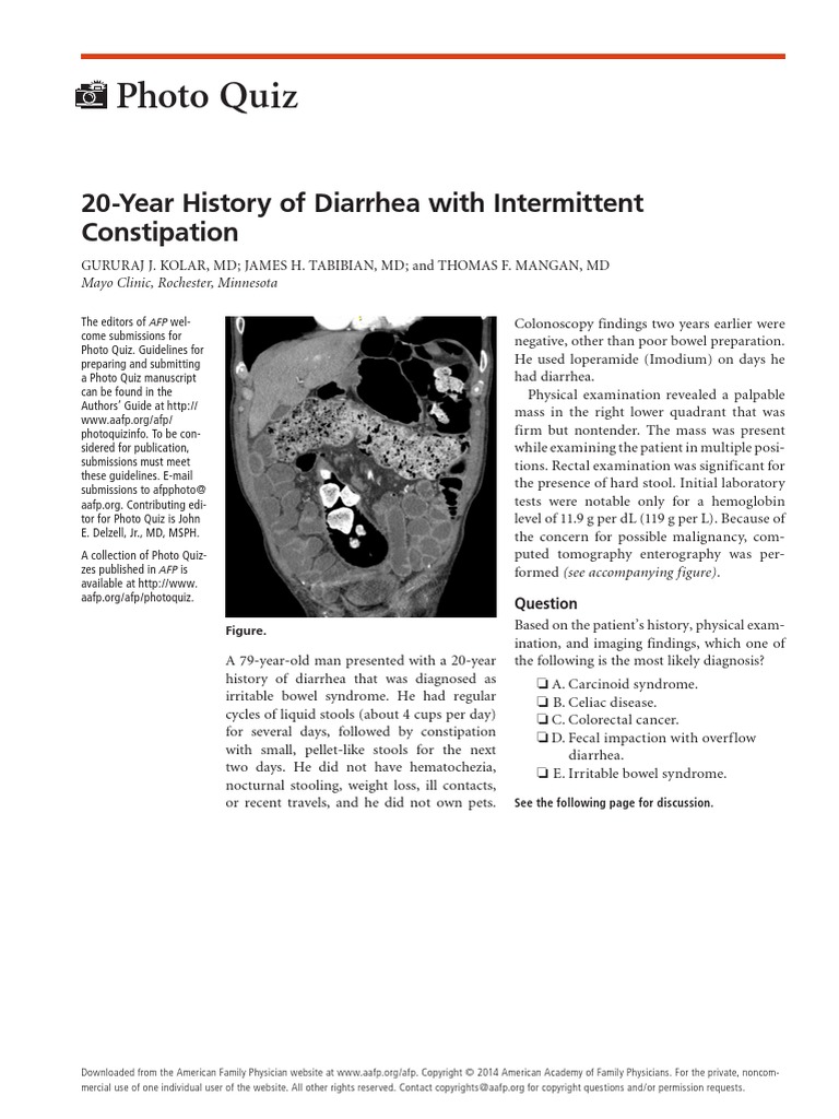 20-Year History of Diarrhea With Intermittent Constipation | PDF ...
