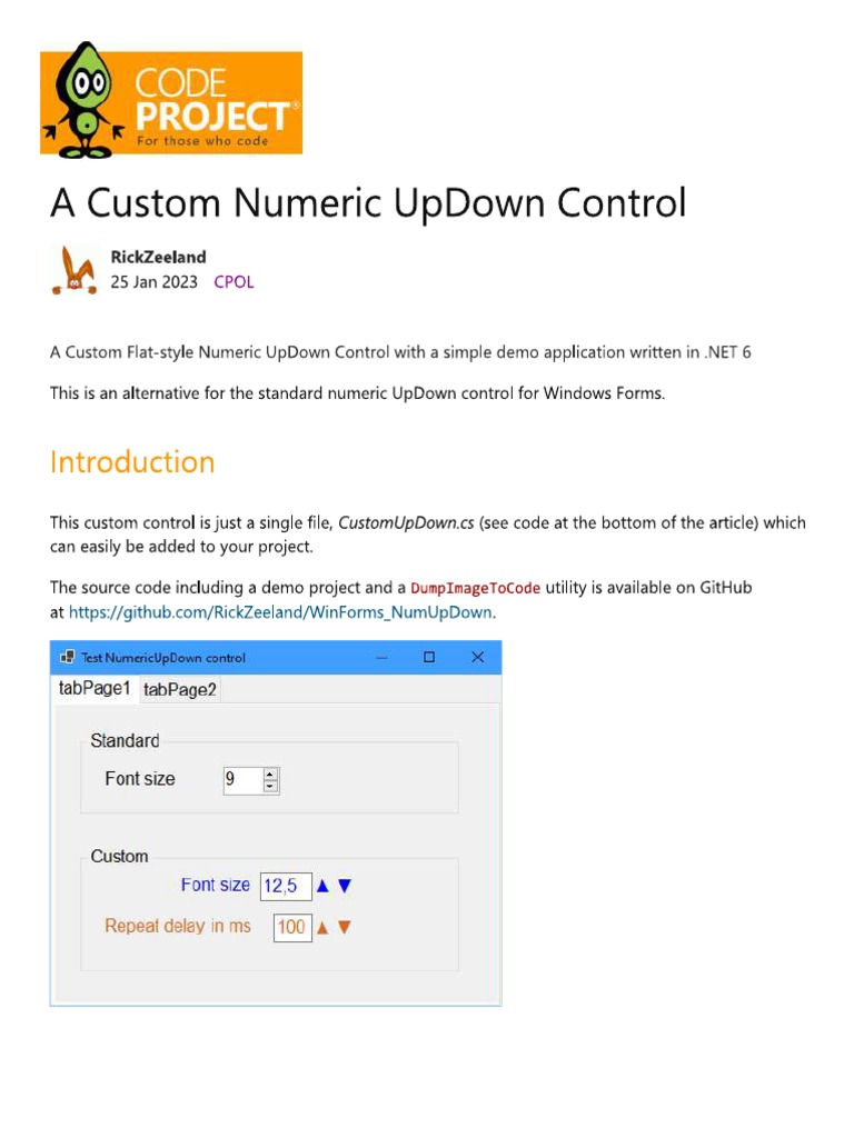 A Custom Numeric UpDown Control | PDF