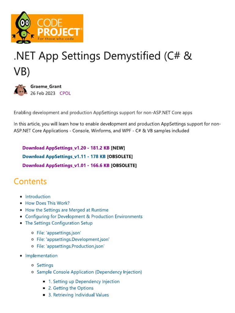 App Settings Demystified (C# & VB) | PDF