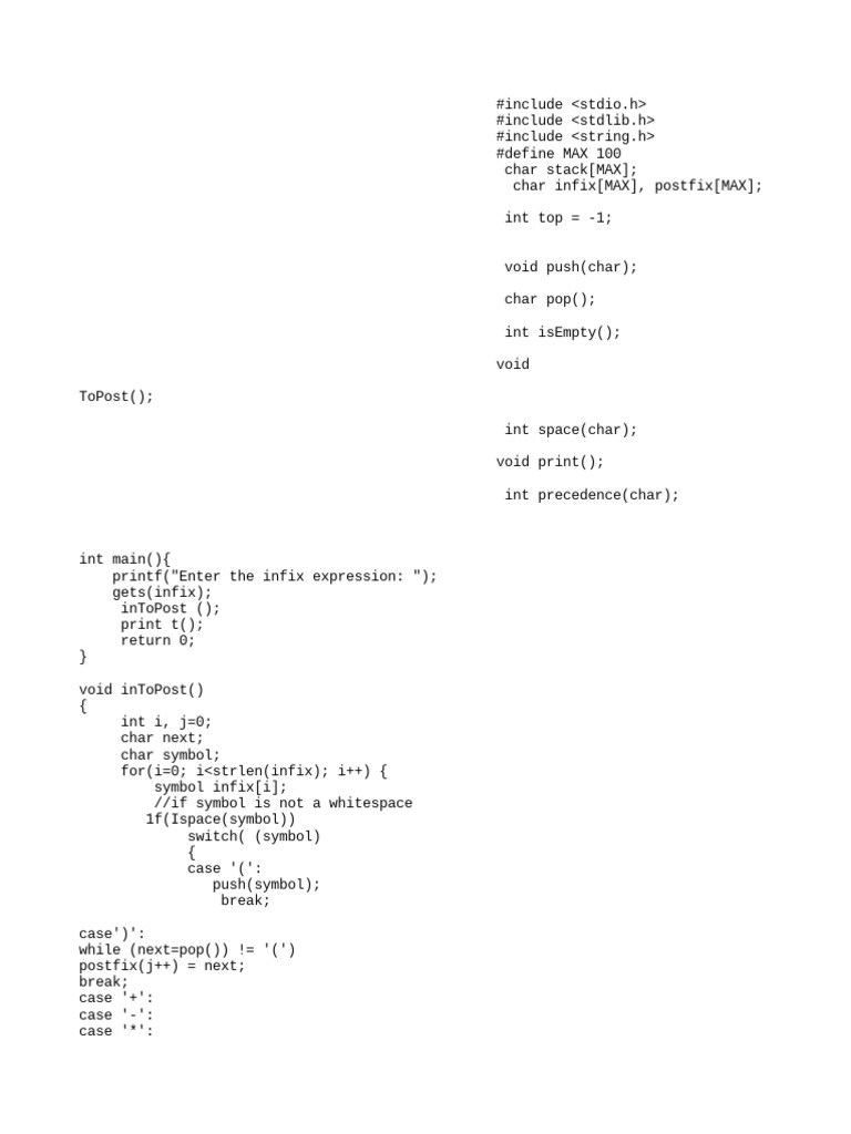 Infix To Postfix | PDF