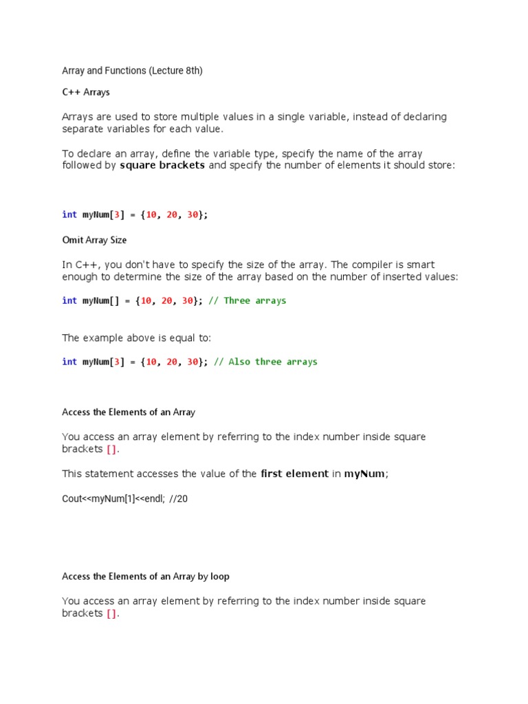 Array and Functions | PDF | Pointer (Computer Programming) | C++