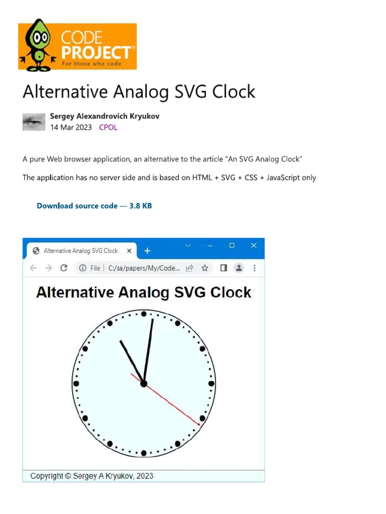 Alternative Analog SVG Clock | PDF