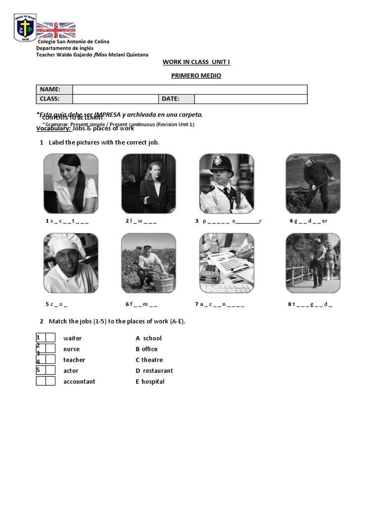Clase 1 Semana 5 Ingles 1ro Medio | PDF | Linguistics