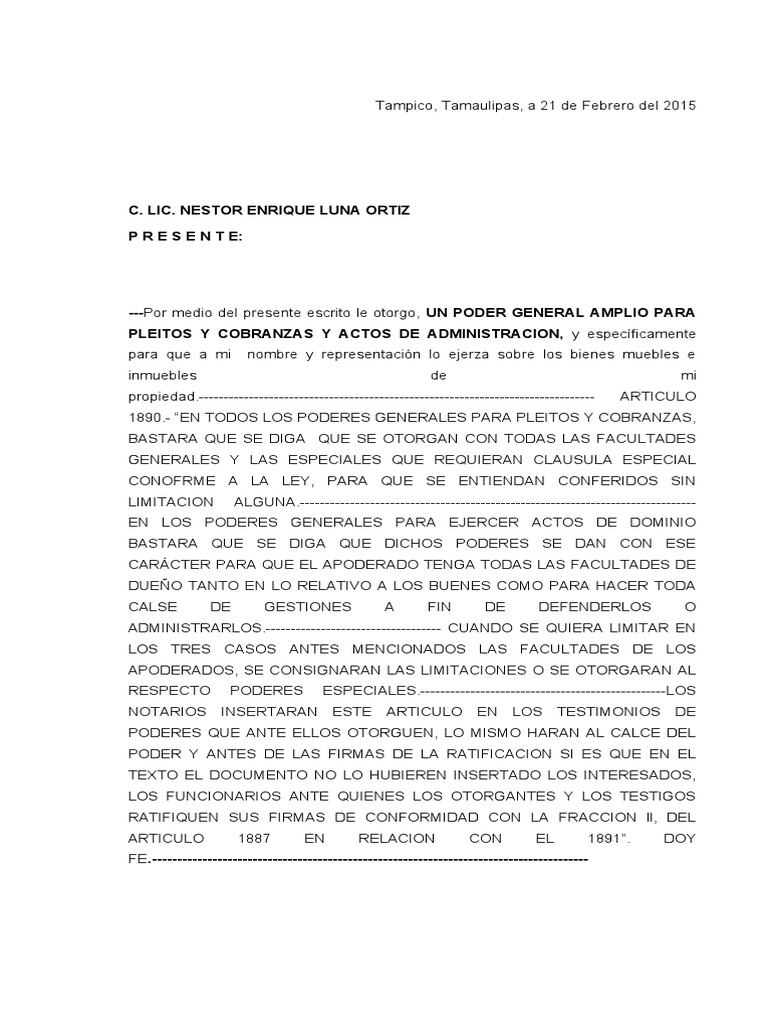 Poder de Pleitos y Cobranzas | PDF | Justicia | Crimen y violencia