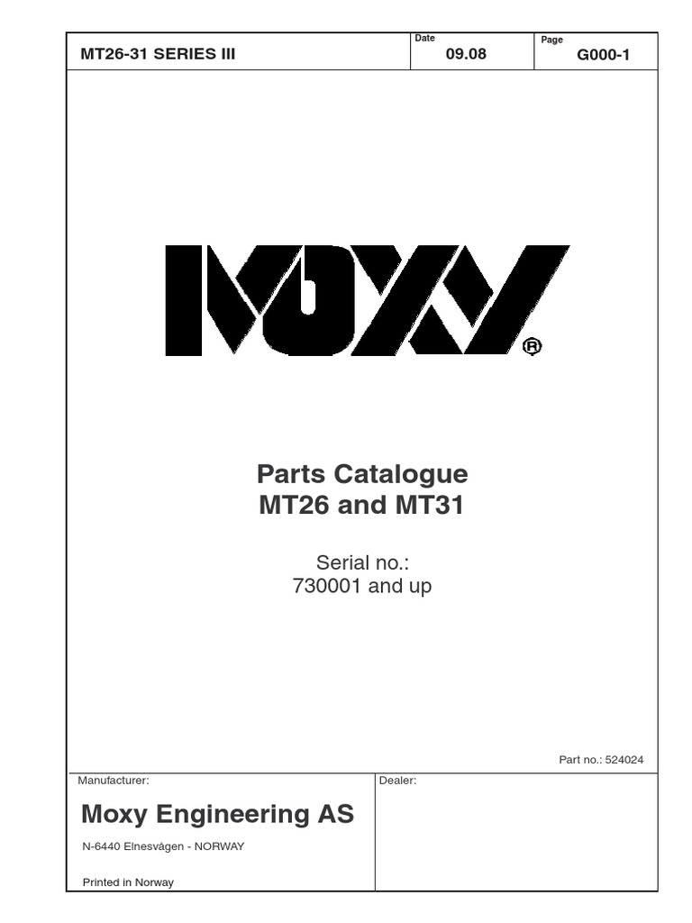 Parts Catalogue MT26 and MT31: Moxy Engineering AS | PDF | Internal ...