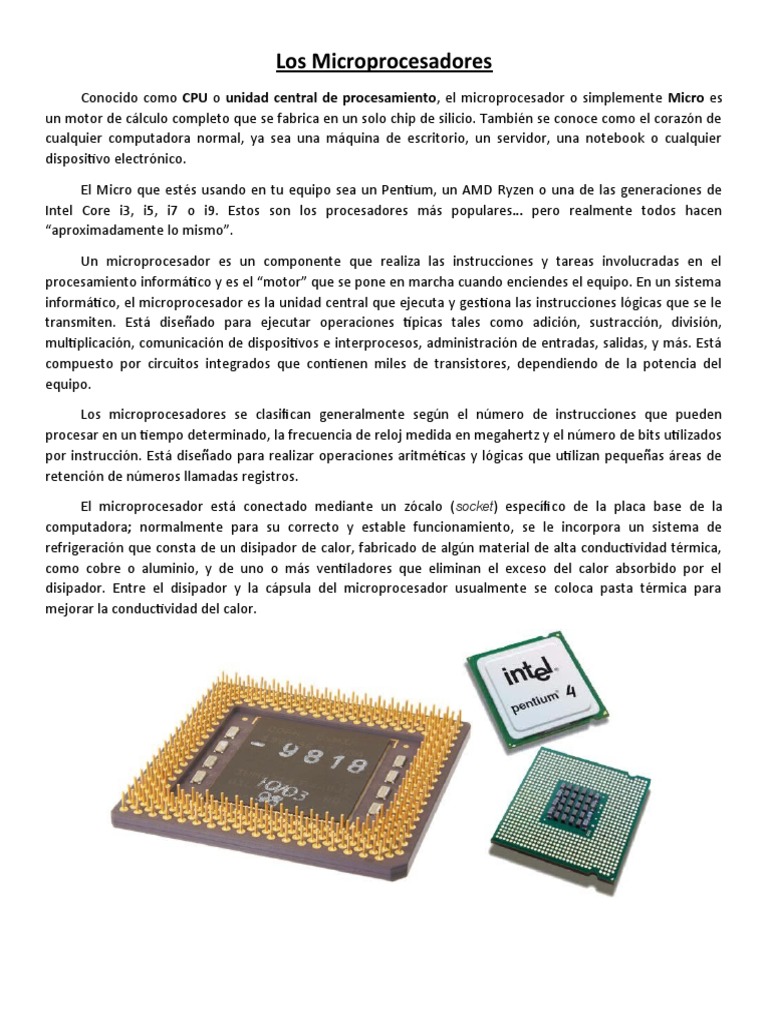 Los Microprocesadores | PDF | Microprocesador | Circuito integrado
