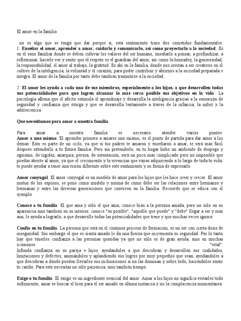 El Amor en La Familia | PDF | Amor | Aprendizaje