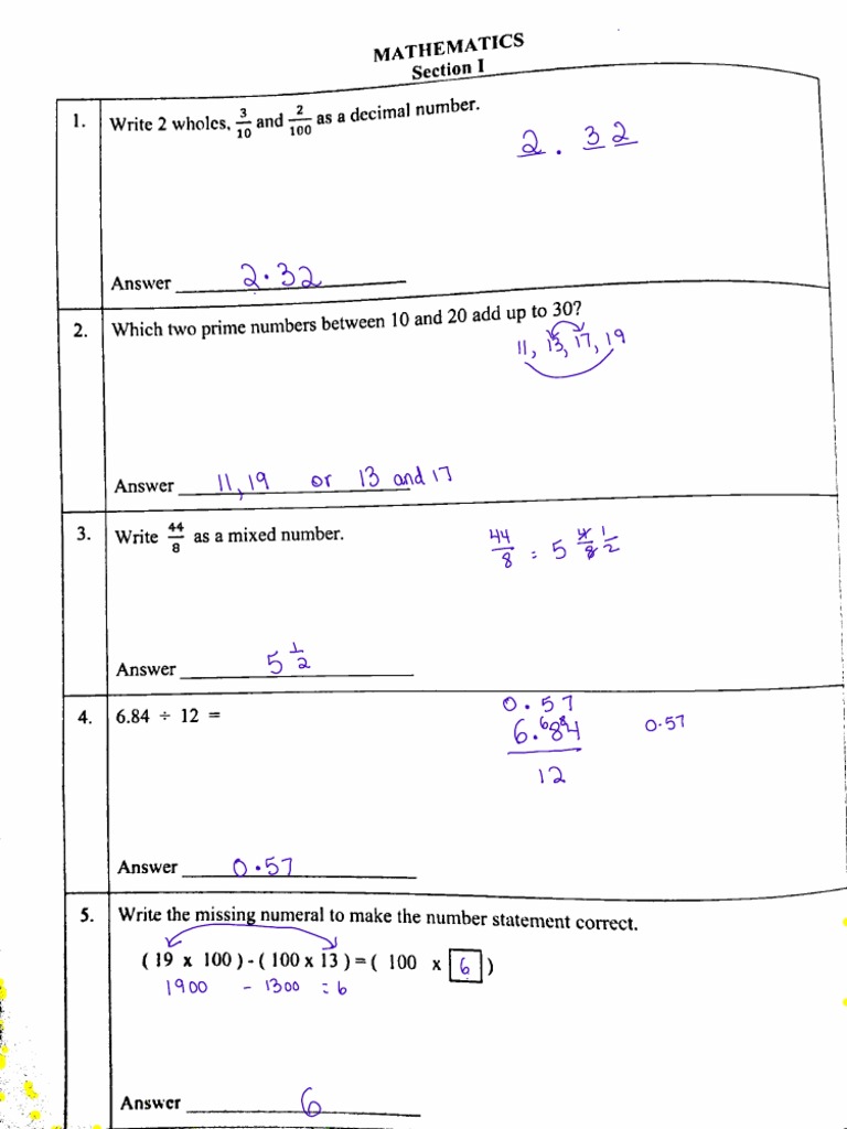 SEA Full Drill Maths 1 With Some Corrections | PDF