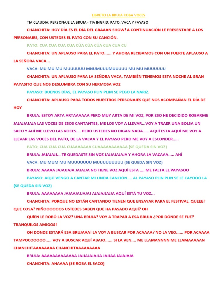 Libreto La Bruja Roba Voces | PDF