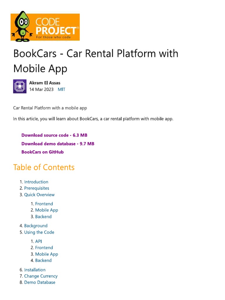 BookCars - Car Rental Platform With Mobile App | PDF