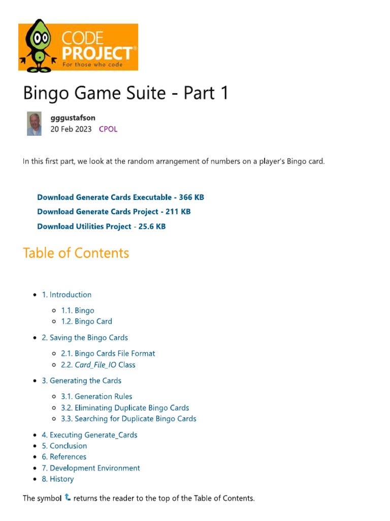 Bingo Game Suite - Part 1 | PDF