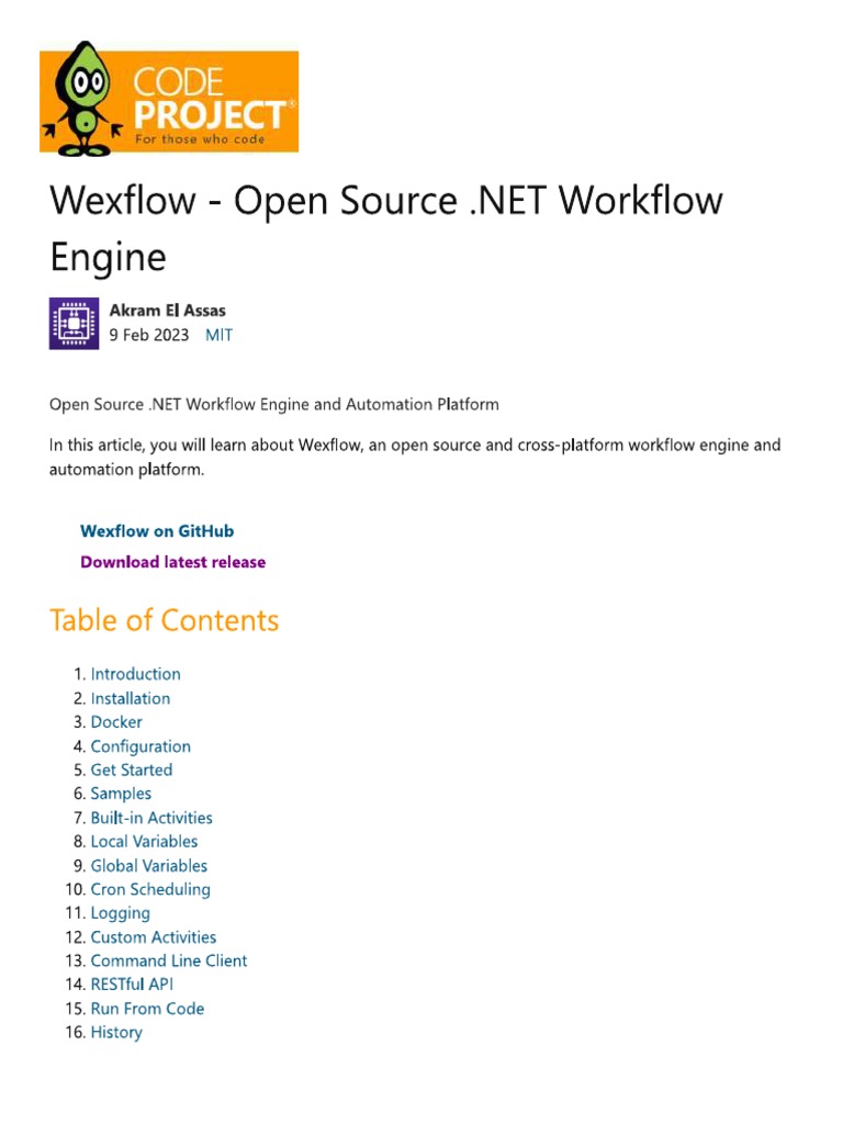 Wexflow - Open Source .NET Workflow Engine | PDF