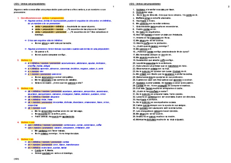 Verbos Con Preposiciones | PDF