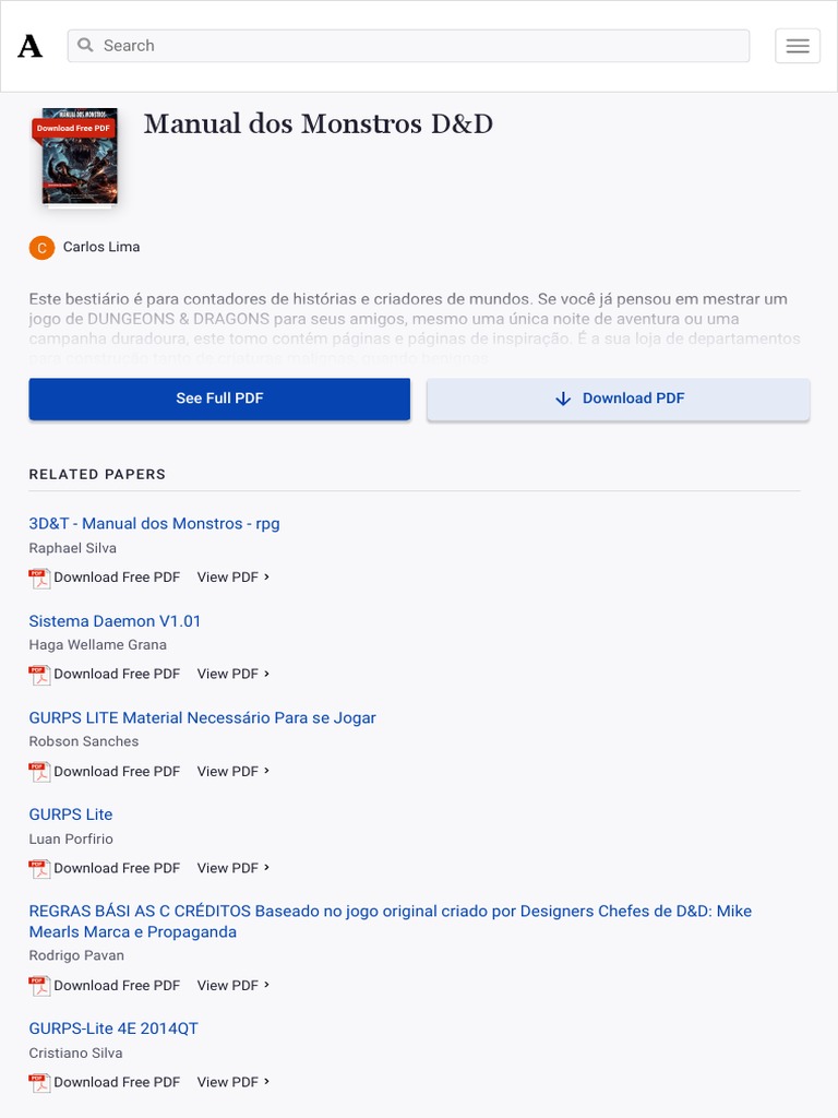 Academia Edu | PDF | Dungeons & Dragons (jogo) | Sistema D20