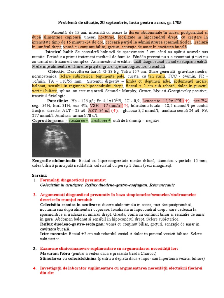 Ursan Mariana Colecistita Acuta | PDF