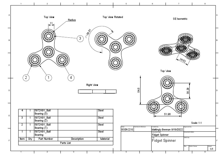 Fidget Spinner Drawing v1 | PDF | Technical Drawing