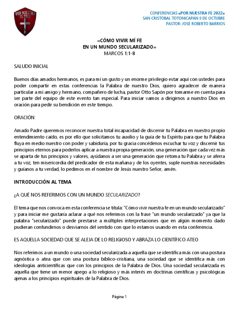 CÓMO VIVIR MI FE EN UN MUNDO SECULARIZADO | PDF | Juan el Bautista | Jesús