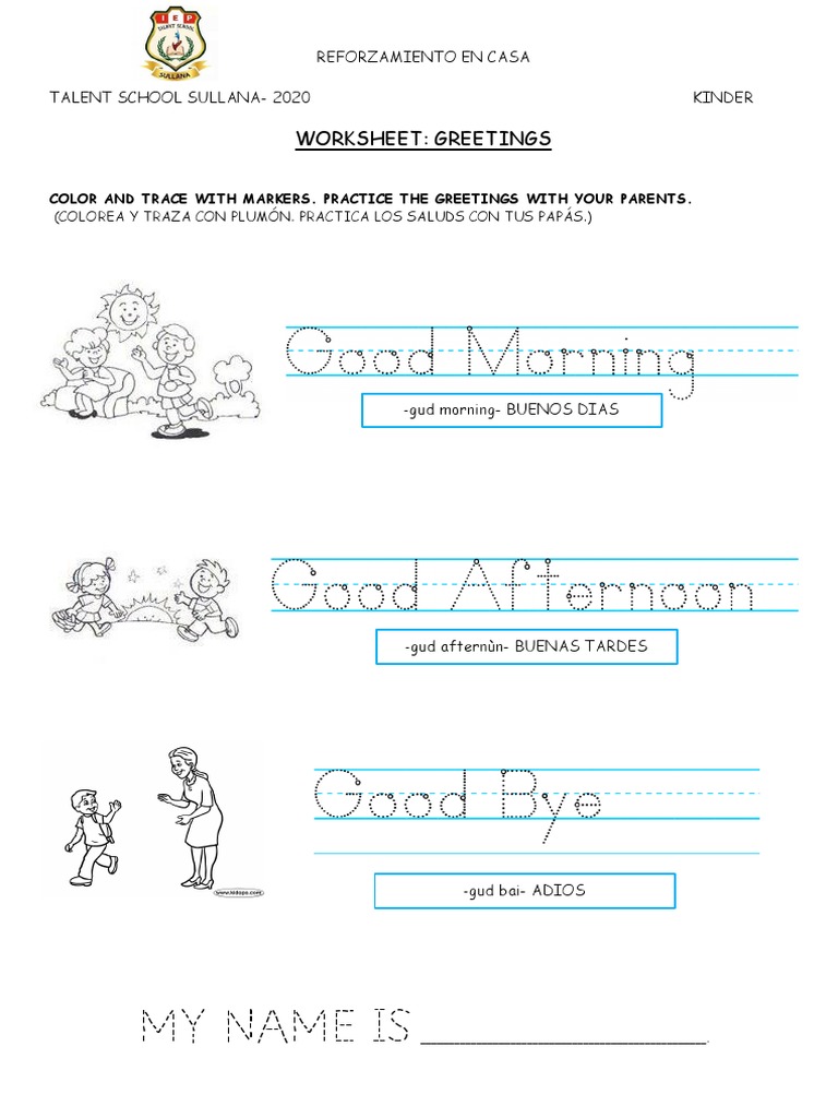 My Name Is: Worksheet: Greetings | PDF