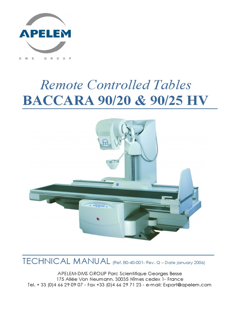 Remote Controlled Tables: BACCARA 90/20 & 90/25 HV | PDF | Radiography ...