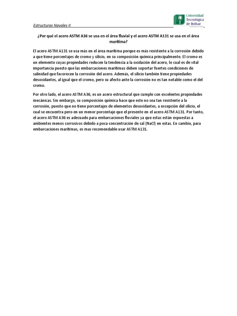 Comparativa de aceros A131 y A36 | PDF | Hogar, jardinería y bricolaje ...