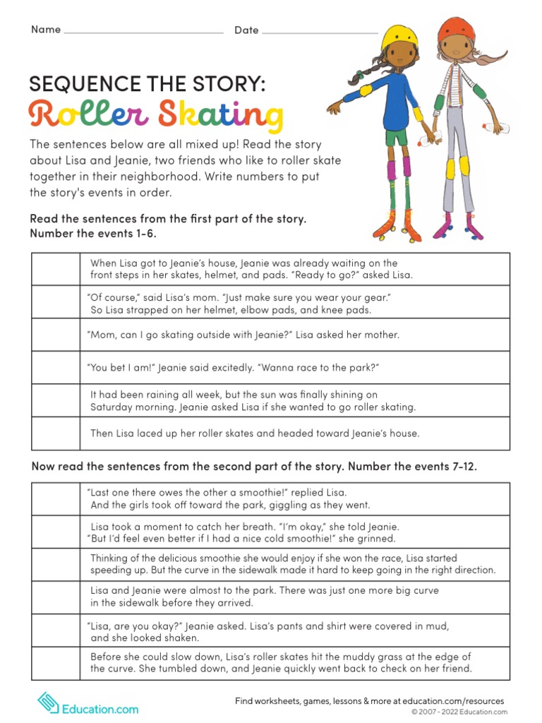 Story Sequencing Roller Skating | PDF