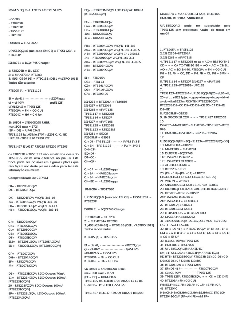 PWMs EQUIVALENTES AO TPS 51125 | PDF | Office Equipment | Computer ...