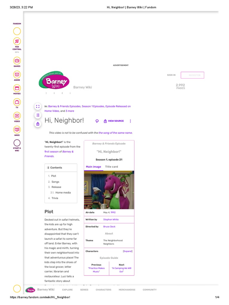Hi, Neighbor! - Barney Wiki - Fandom | PDF | Fandom