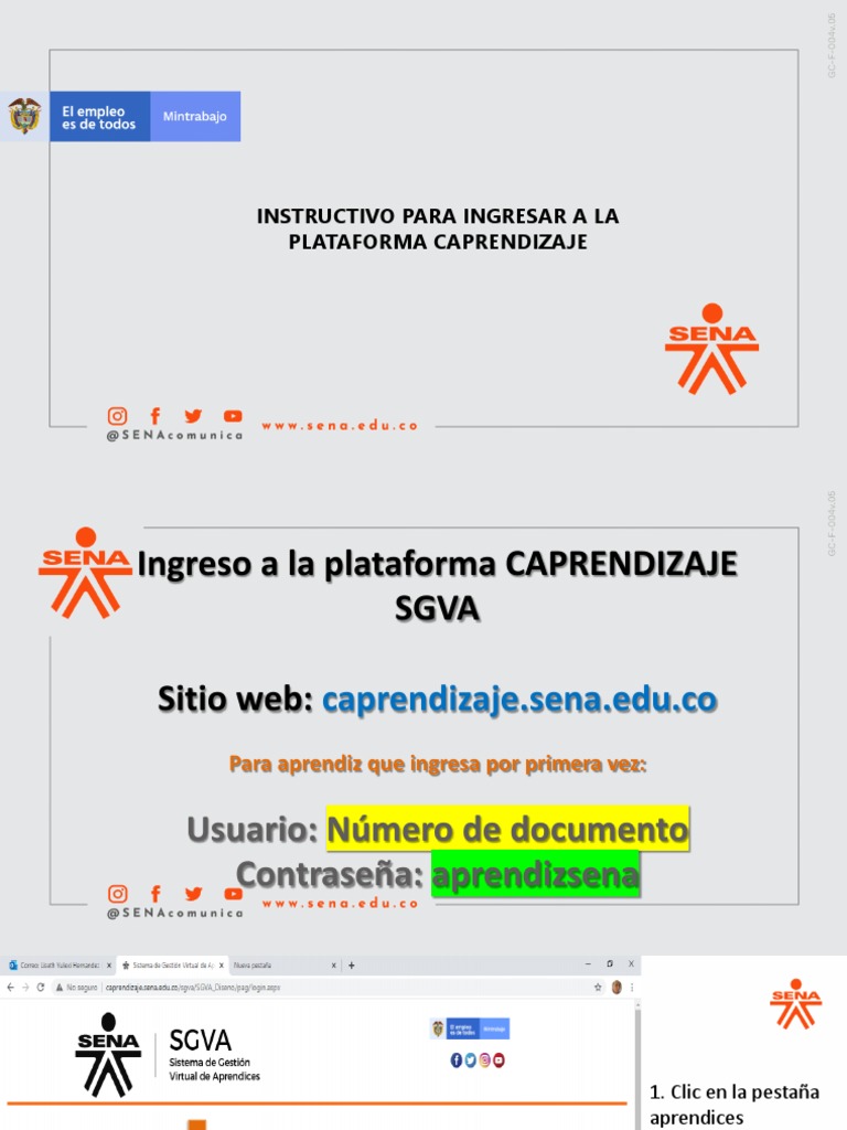 INSTRUCTIVO PLATAFORMA CAPRENDIZAJE-SGVA | PDF