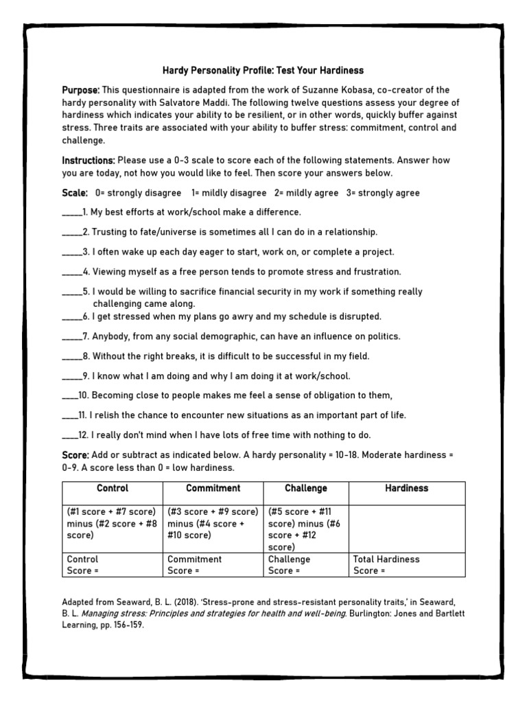 Hardy Personality Profile | PDF | Behavior Modification | Human Development