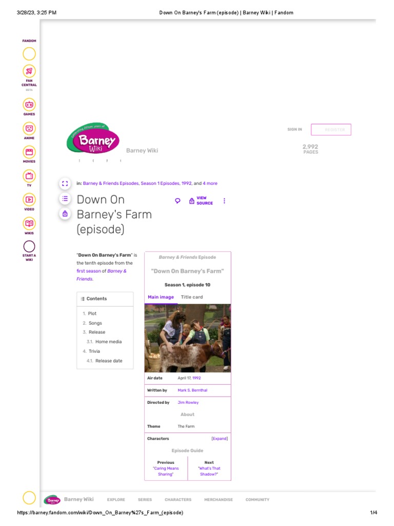 Down On Barney's Farm Episode Overview | PDF | Fandom