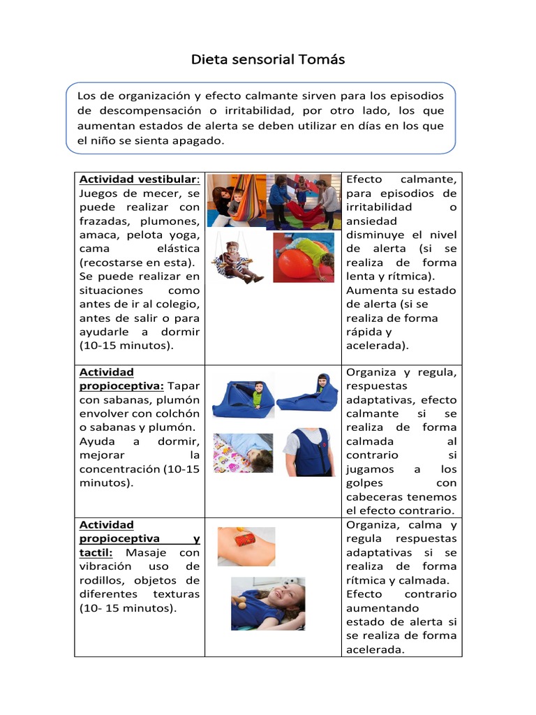 Dieta Sensorial Tomás | PDF