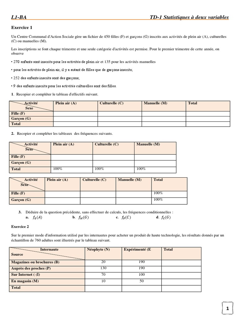 TD1-Stat Ã 2 Var | PDF | Coordonnées cartésiennes | Ajustement affine