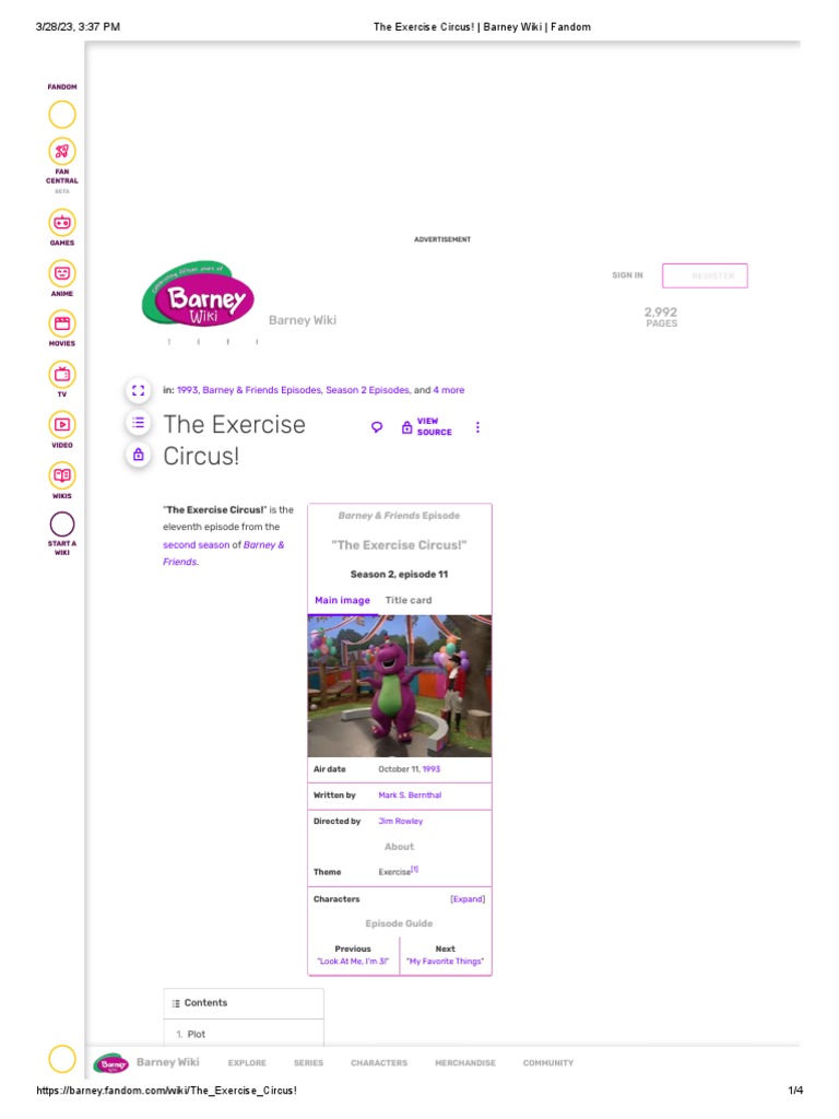 The Exercise Circus! - Barney Wiki - Fandom | PDF | Fandom