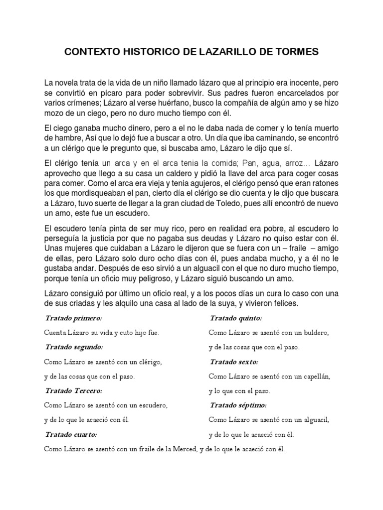 Contexto Histórico de Lázaro de Tormes | PDF