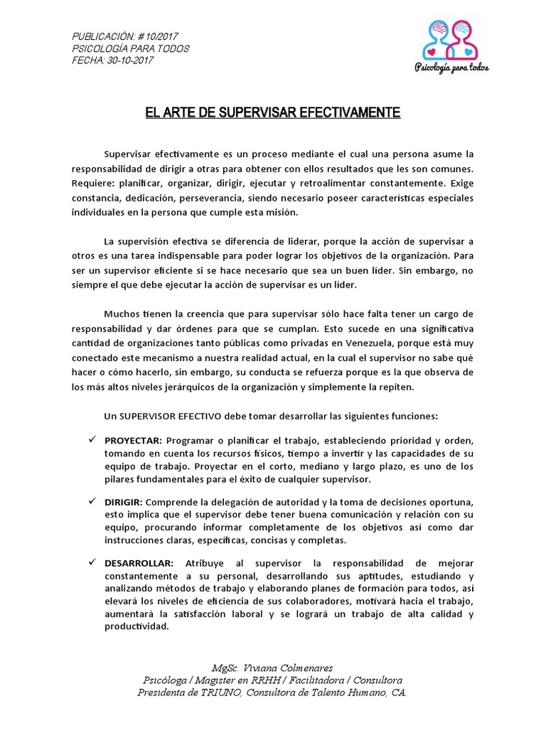 El Arte de Supervisar Efectivamente | PDF