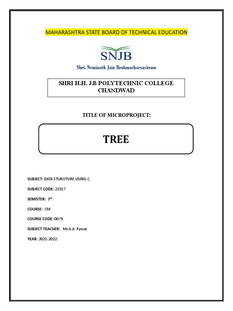 Data Structures: Tree Microproject | PDF | Algorithms And Data ...